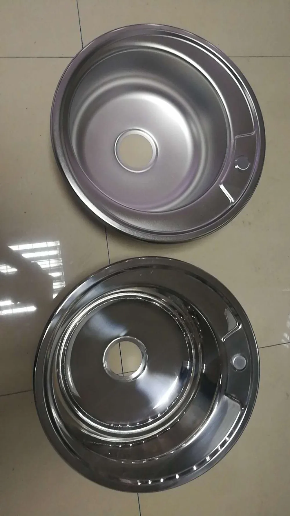 Russia Style Dark Grey Color Stainless Steel Double Bowl Kitchen Round ...