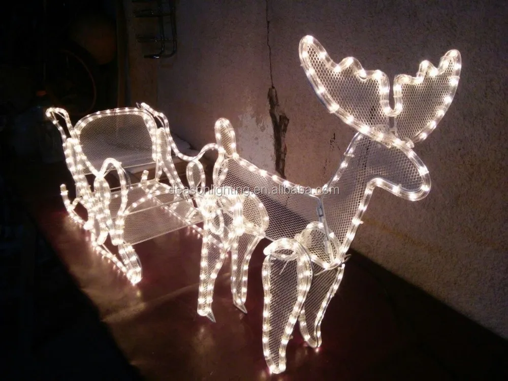 460cm Led Santa Riding Reindeer Sleigh Christmas Motif Rope Lights ...