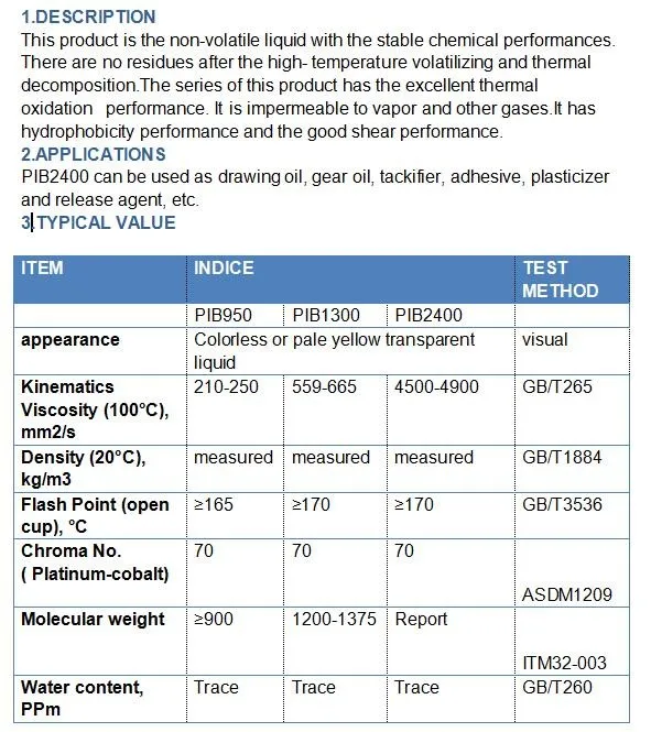 Pib/2400 Polybutene Lubricant Viscosity Index Improver Additive - Buy ...