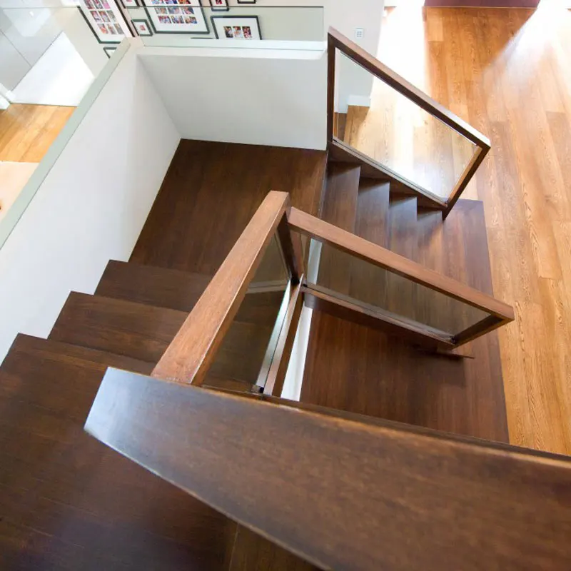 Open Riser Steel Beam U-shaped Wood Staircase With Glass Railing - Buy ...