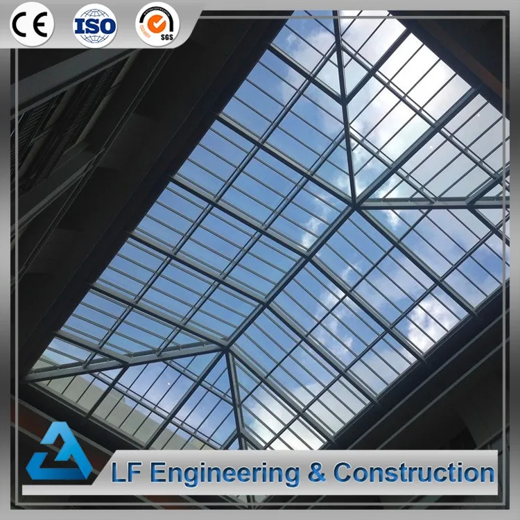 Prefab Steel Frame Structure with Easy Install Skylight Glass Atrium Roof