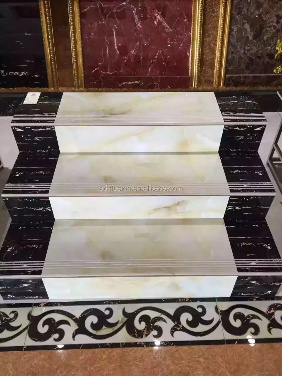 Glossy Ceramic Stair Step Tiles Polished Graphic Design Double Loading ...