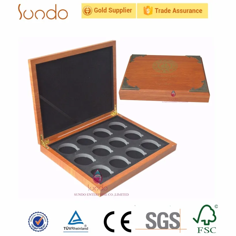Wooden Presentation For 12 Gold Coins Mixed Black Coin Case Velvet ...