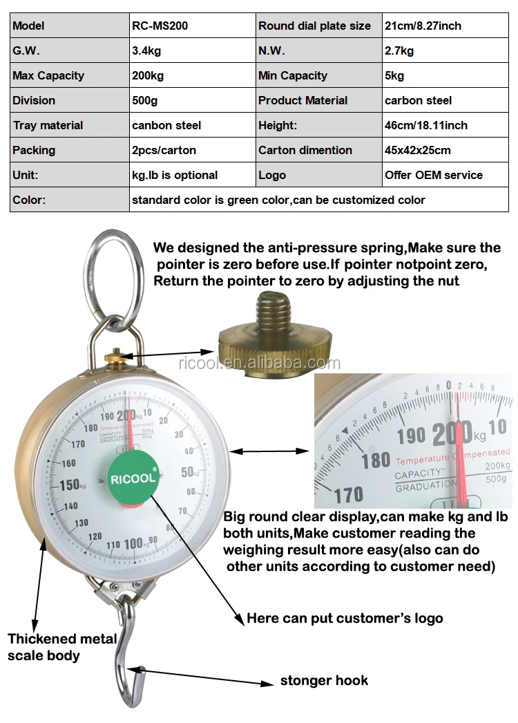Stronger Quality Mechanical Hanging Spring Dial Scale with Good Spring ...