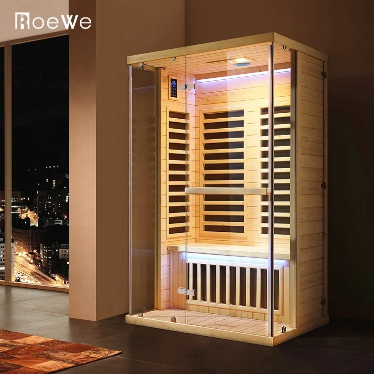 Two person luxury Family Infrared Sauna room, wooden steam sauna cabin ...
