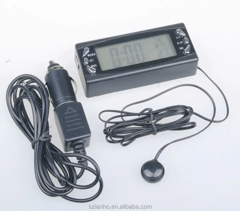 2017 New Lcd Car Outside And Inside Alarm Auto Digital Clock 12v ...