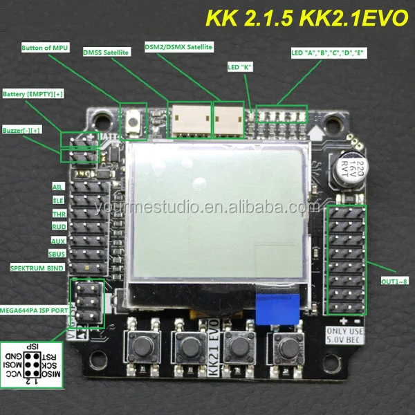 New Kk 2.1.5 Kk2.1evo Large Lcd Flight Control Board Multirotor Kk2 Kk2 ...