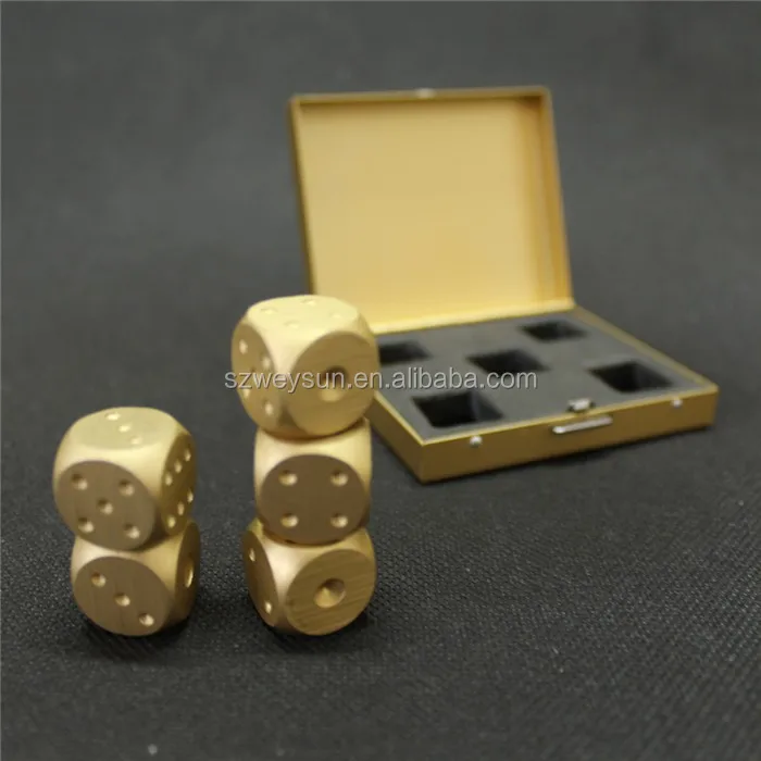 Multi Function Golden Metal Gambling Dice Set 16mm Board Game Dices ...