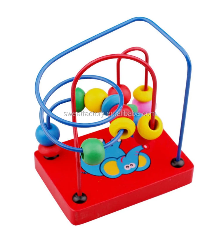 Elephant String Beads Beads Toy Car,Education Animal Wooden Stringing ...