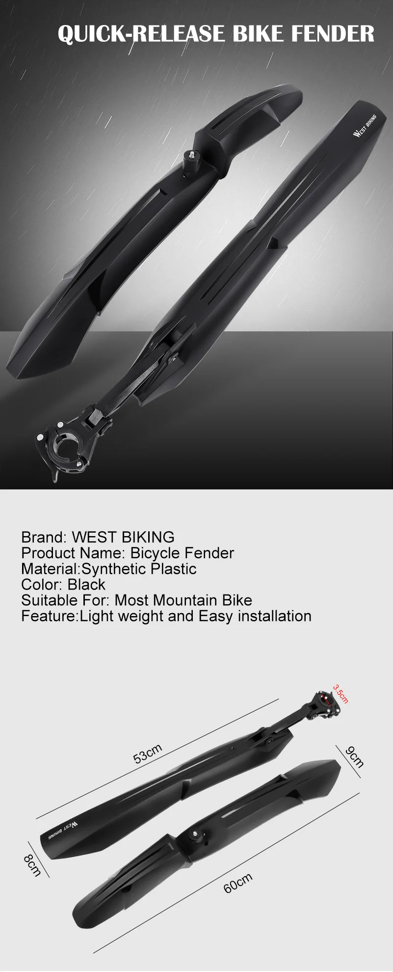 West Biking Quick Release Mountain Bike 2pcs Front Rear Cycling Bike ...