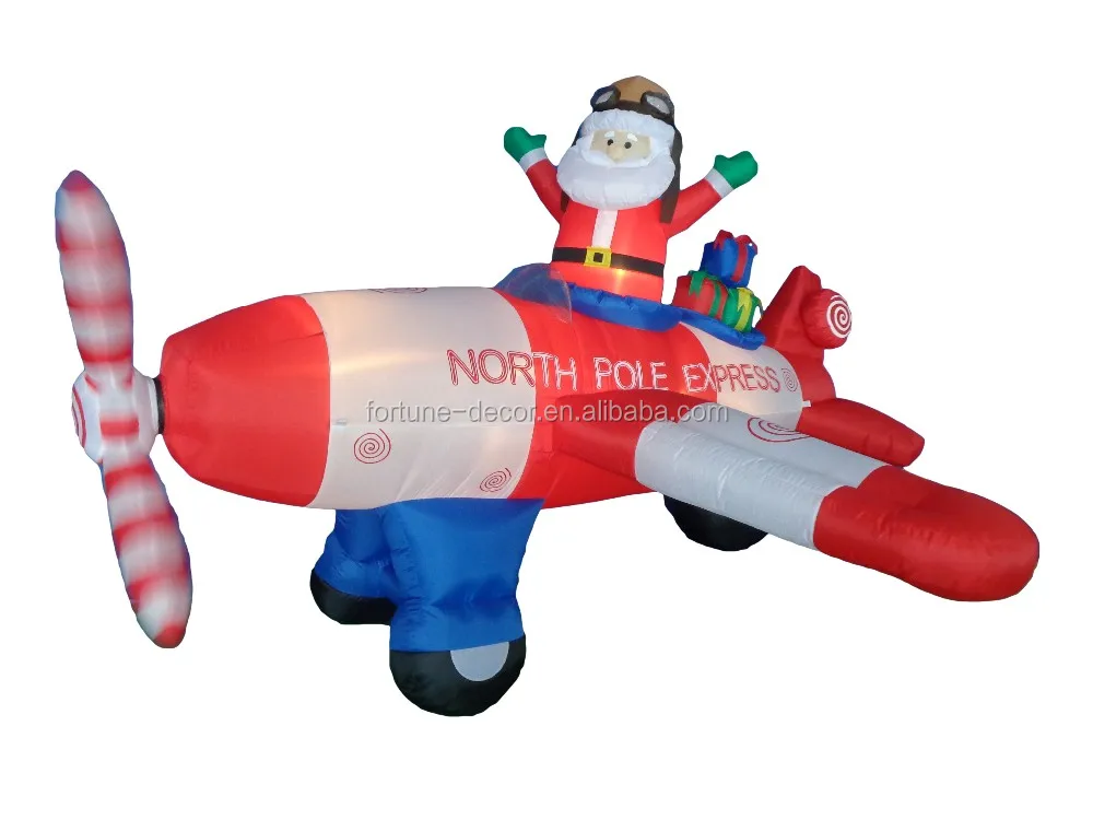 240cm/8ft Inflatable Santa Claus In Airplane For Christmas Decoration ...
