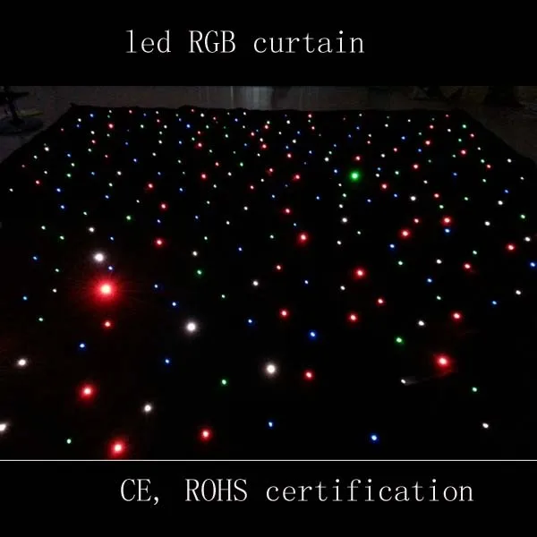Black Led Background Light Star Stage Curtain - Buy Black Led ...