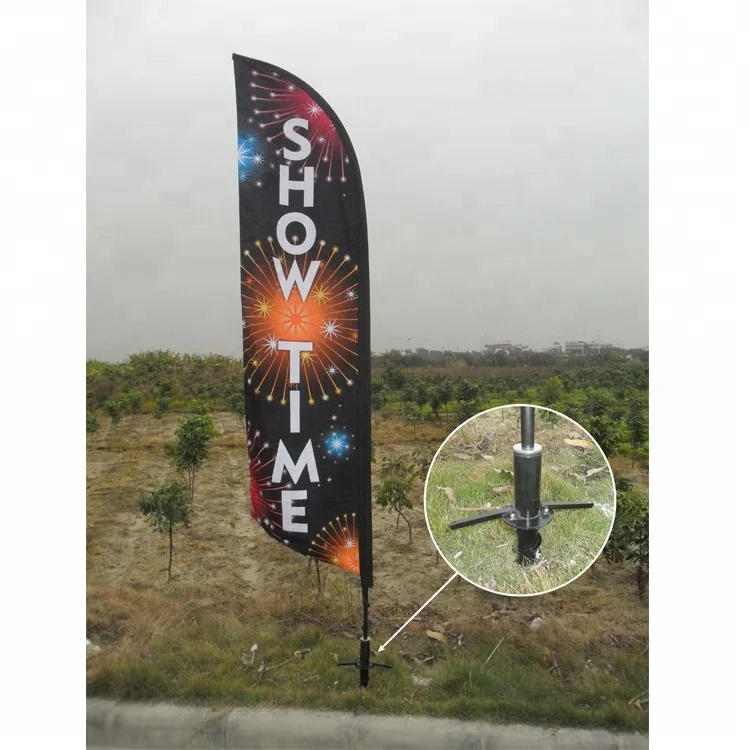 Patriotic Open Feather Flag With 15ft Fiberglass Pole And Ground Stake ...
