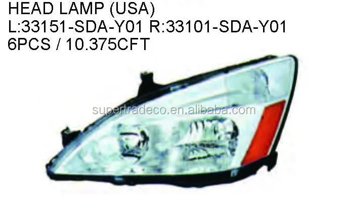 用于本田零件 (accord 2003) 头灯 Oem: L 33151-sda-y01 33151-sda-y01 R 33101-sda ...