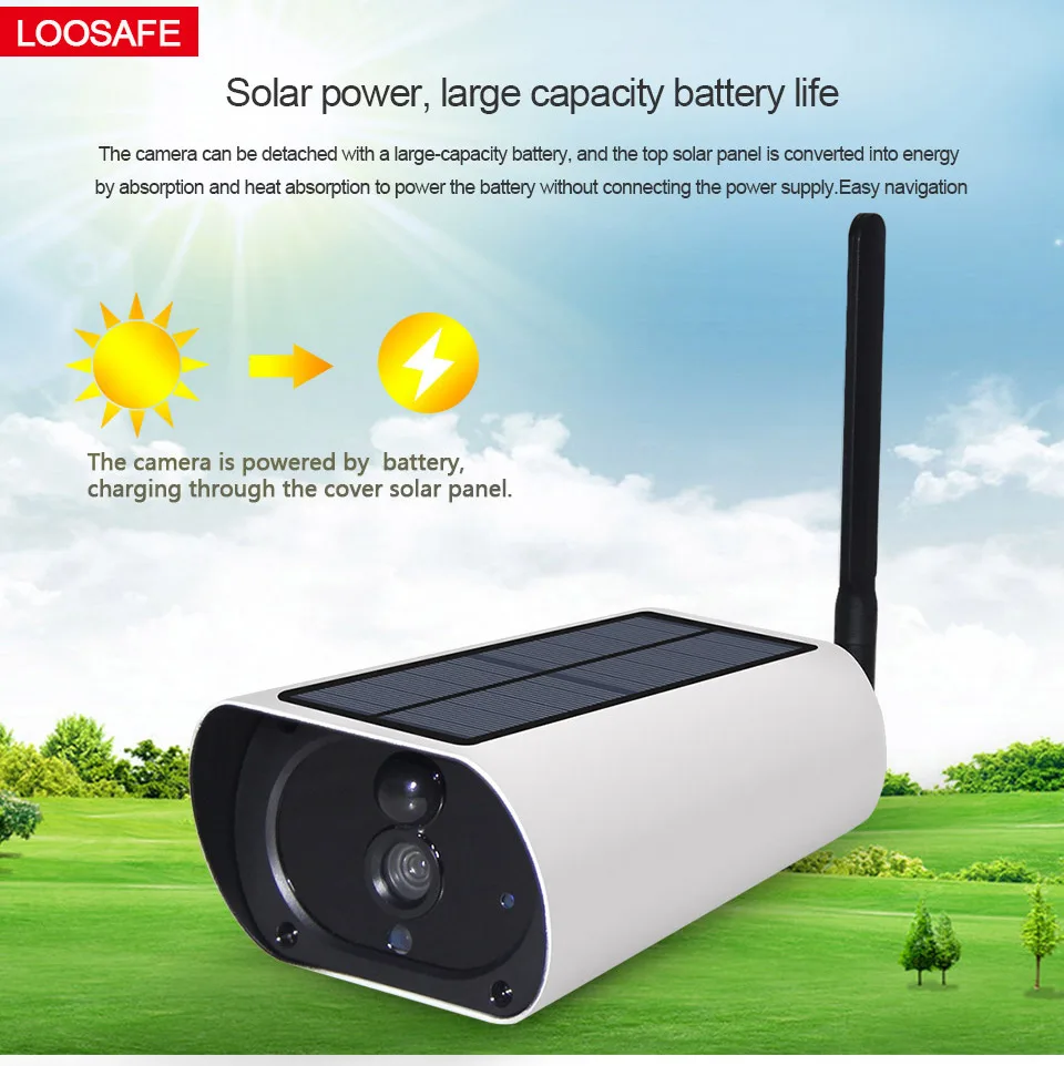 Loosafe Solar Power Surveillance Camera 1080p Solar Power Wifi Camera ...
