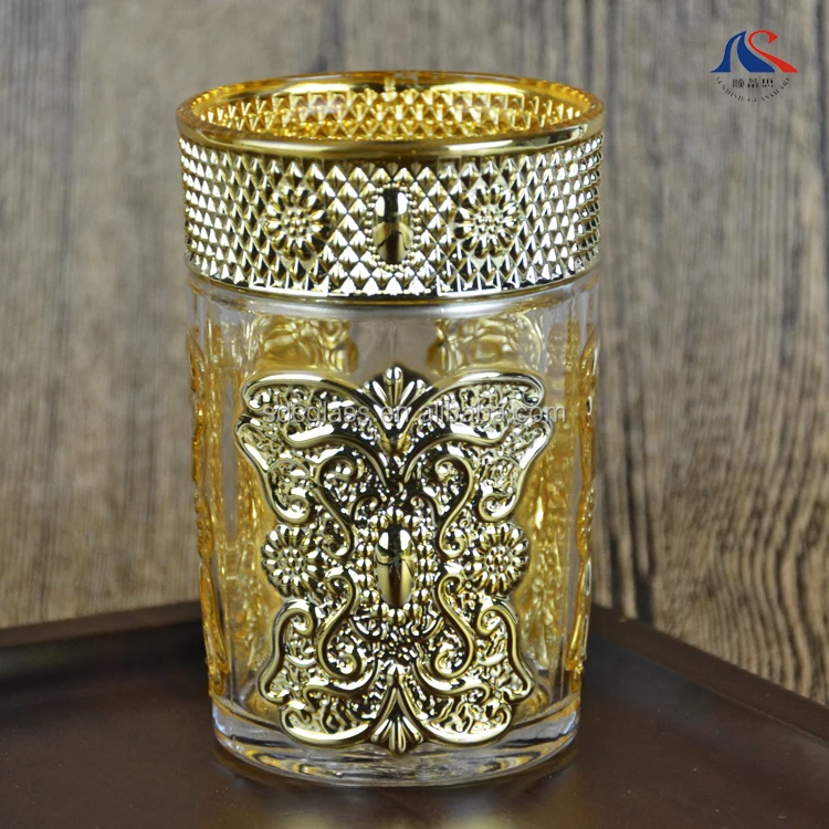 Middle East Style 6oz Gold Plated Tea Drinking Glasses
