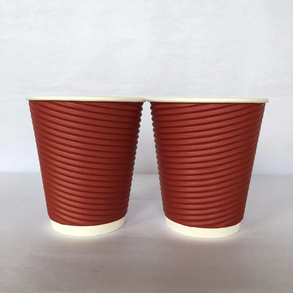 Custom Logo Printed Disposable Ripple Wall Waxed Paper Coffee Cup - Buy ...