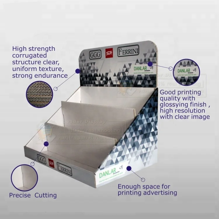 Custom Advertising 3 Tiers Cardboard Book Counter Display Stands - Buy ...