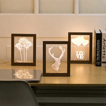 Led Home Decoration Wood Photo Frame Lights - Buy Led Night Light With ...