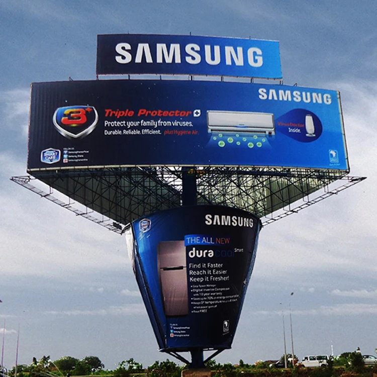 Outdoor Advertising Three Sides Unipole Billboard Sign Structure - Buy ...