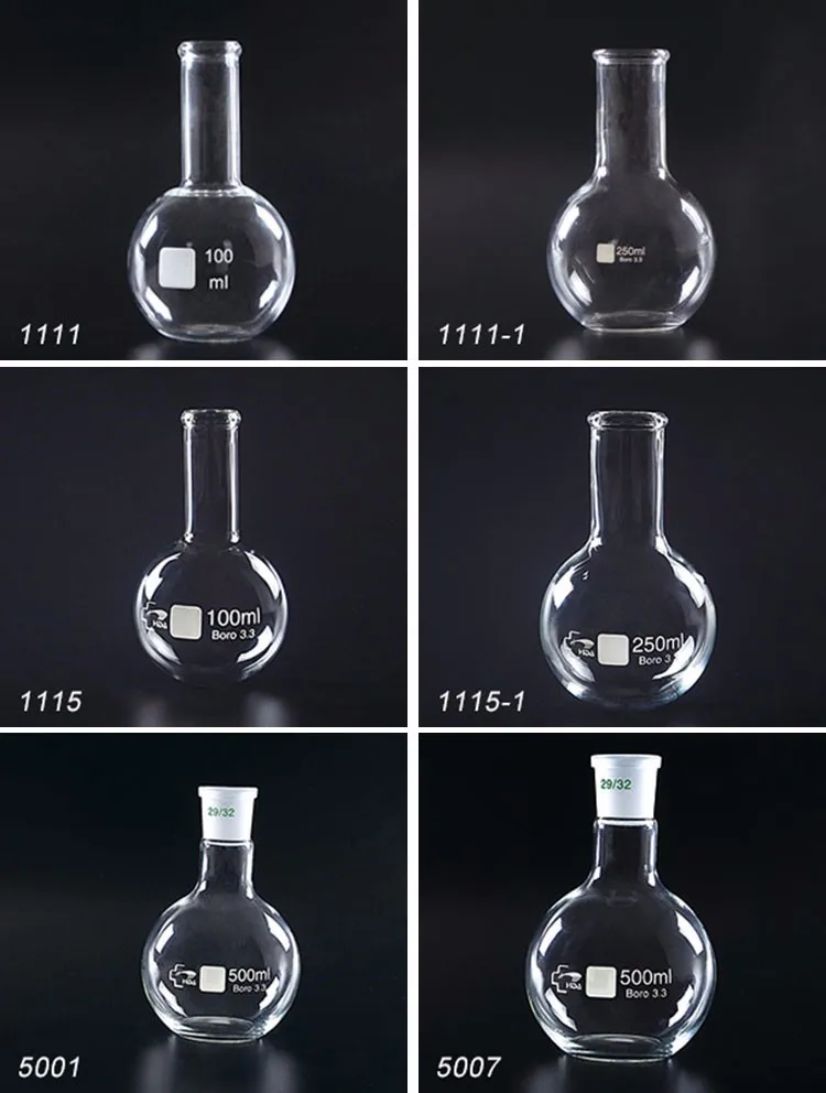 Lab Long Narrow Neck Boiling Flask Glass Flat Bottom Round Boiling ...