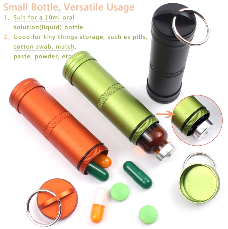 Aluminum Waterproof Capsule Pill Bottle Outdoor Camping Survival Edc ...