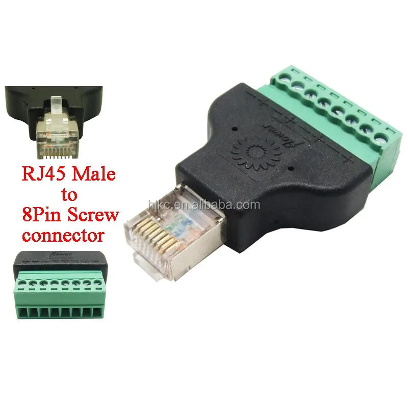 Rj45 Male Connector Rj45 To Screw 8pin For Cctv Camera System Dvr - Buy ...