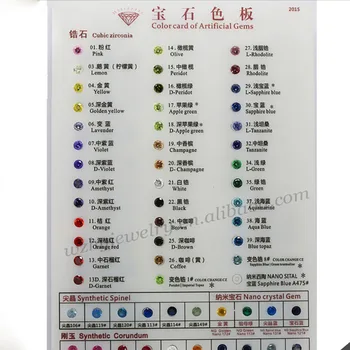 Color Card Of Artificial Gems,Multi-coloured Gemstone Chart,Cubic ...