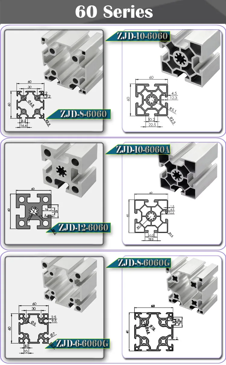 6060 Modular T Slot Aluminum Extrusion Profile Structural Framing ...