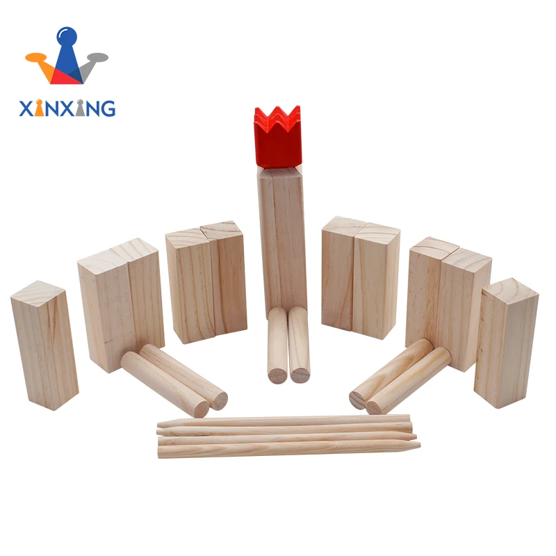 Wood Kubb Game - Viking Chess - Premium Hardwood Kubb Set Tournament Size Kubb Lawn Game ...