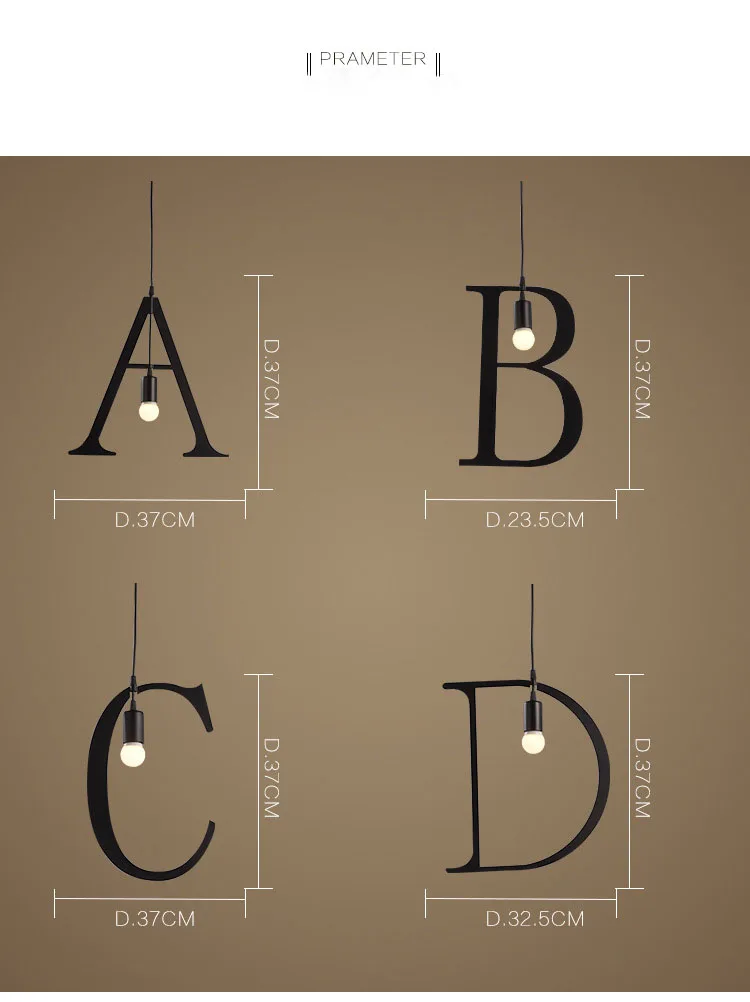 Modern Loft Abc Alphabet Pendant Light Simple Design Bar&shop Decor ...
