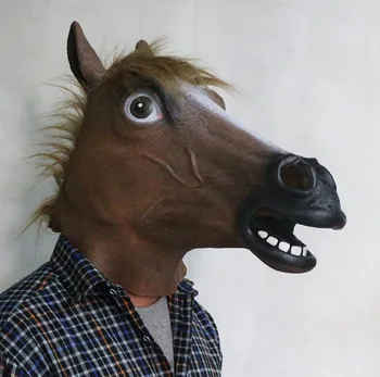 Realistic Horse Head Mask Latex Full Head Animal Costume Prop Gangnam ...