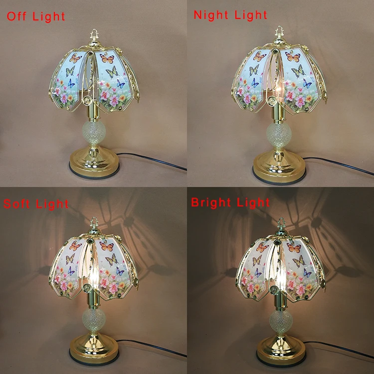 Jlt-40188 Floral Butterflies Stained Glass Shade Polished Brass 3-light ...