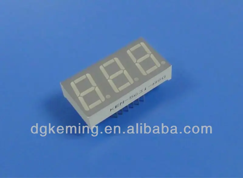 3 Digit 7 Segment Numeric LED Display - Everlight Elt-511surwa/s530-a3