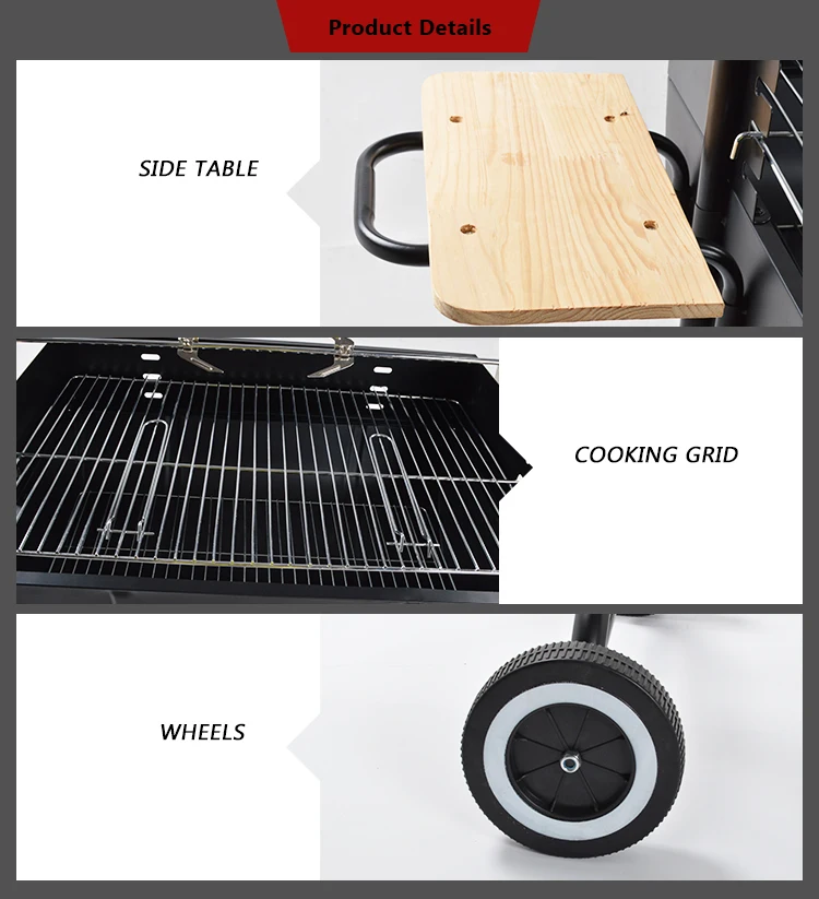 Multifunction Braai Trolley Rotate Bbq Charcoal Grill With Skewer - Buy ...