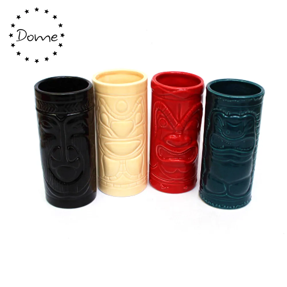 12 Oz Custom Porcelain Tiki Mug Set Cocktail Embossed Glazed Ceramic ...