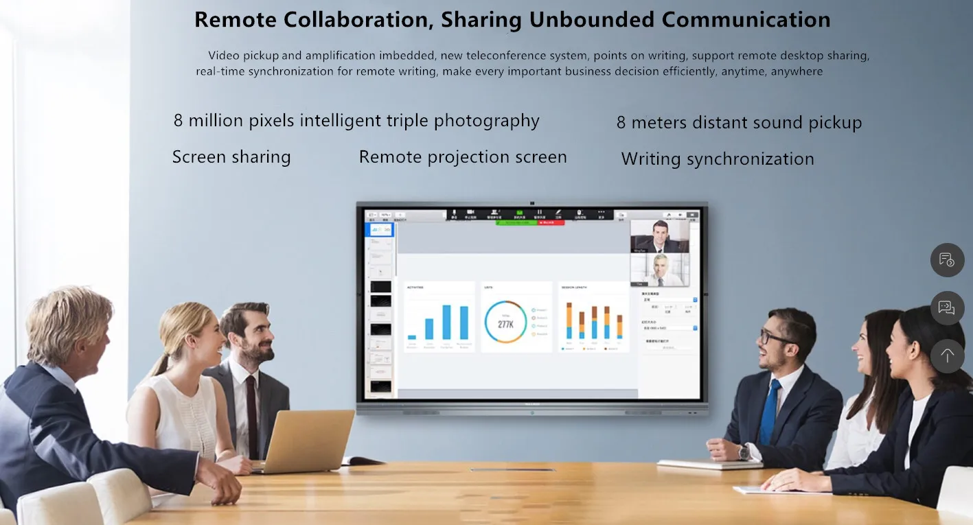 65" High Quality 4k Interactive Touch Screen Teleconference Fast ...