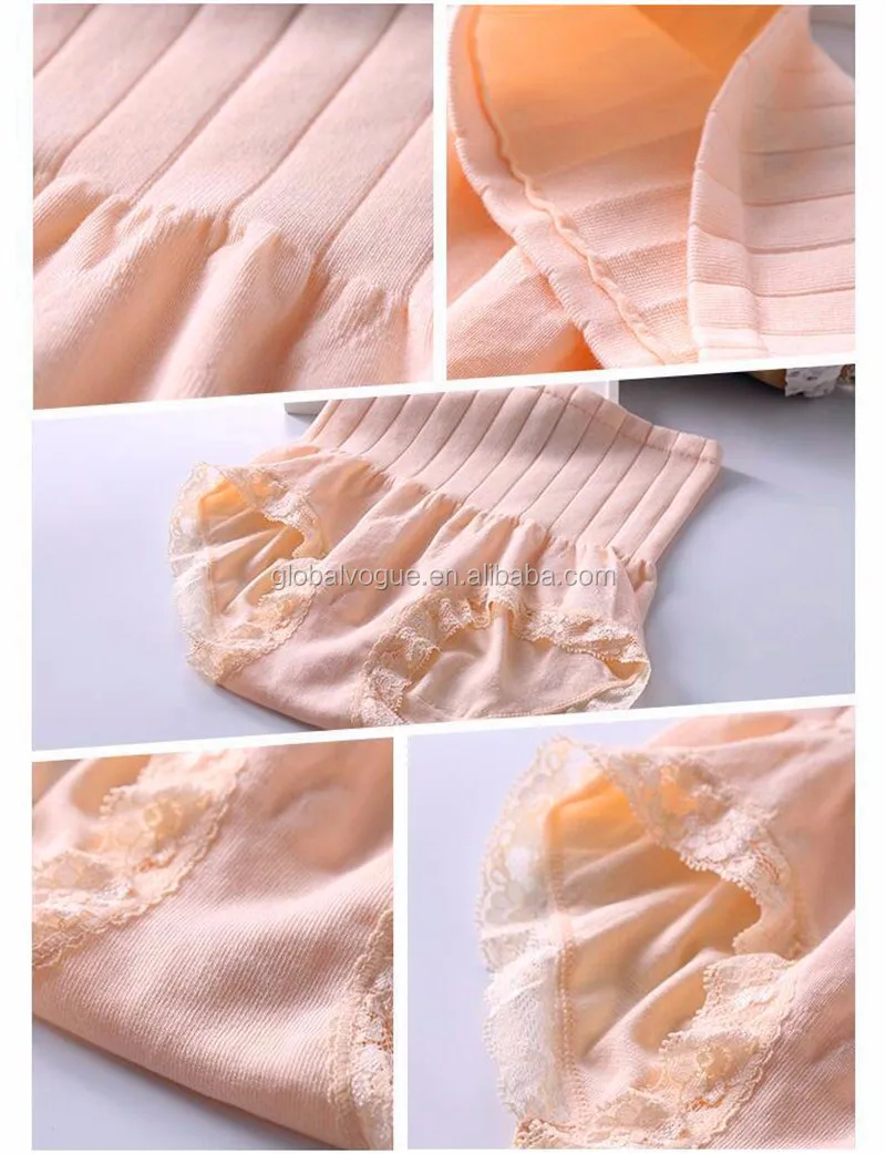 Seamless High Waist Fat Burning Memory Lace Briefs Warm Palace Women Model Body Underwear