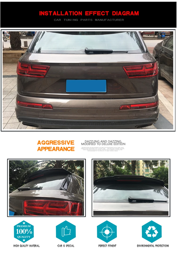 Carbon Fiber Roof Wing Spoiler for Audi Q7 2016-2018