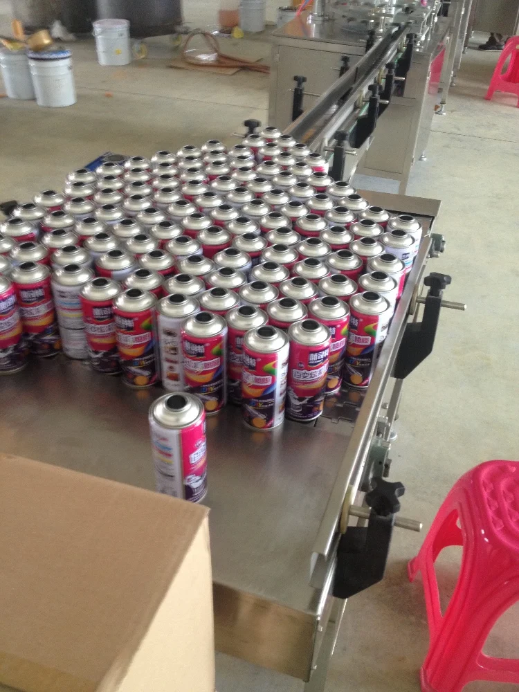 Aerosol Automatic Spray Paint Tin Cans Filling Machine Production Line ...