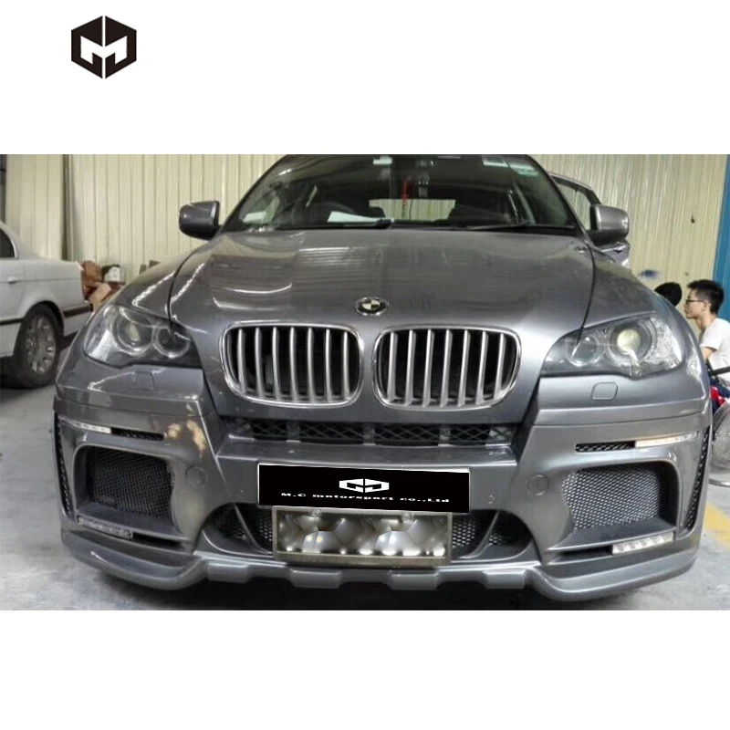 Pare-chocs avant et arrière en fibre de verre pour BMW X6 E71, avec jupes latérales, arcs de ...