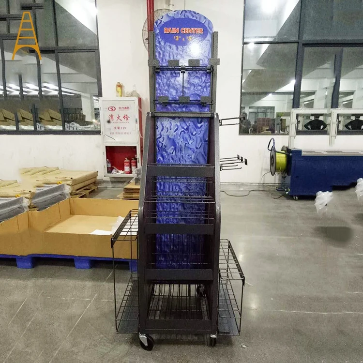 Custom Supermarket Rack Wheel Floor Retail Umbrella Display Metal Stand ...