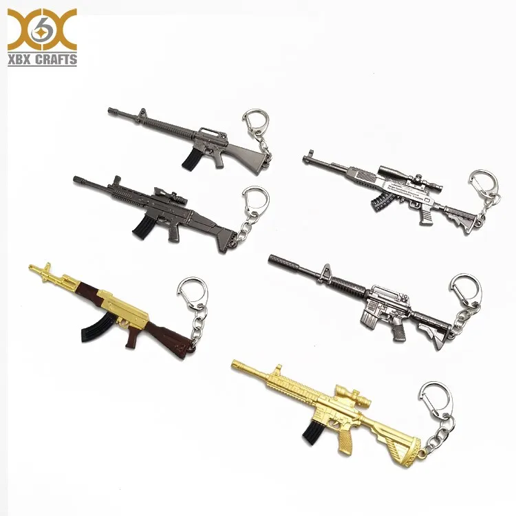 Wholesale 3D Shape Metal Gun Keychain - Customizable