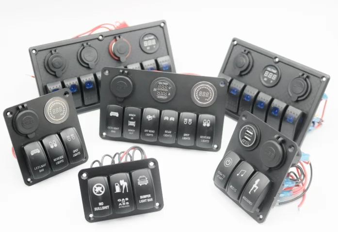 6 갱 Led 로커 스위치 패널 회로 차단기 충전기 12v 24v 자동차 보트 마린 Buy 방수 레드 Led 조명 패널핀