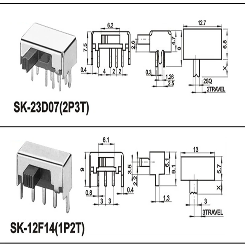 Sliding Door Contact Switches - Aluminum 3 Position Slide Switch for ...