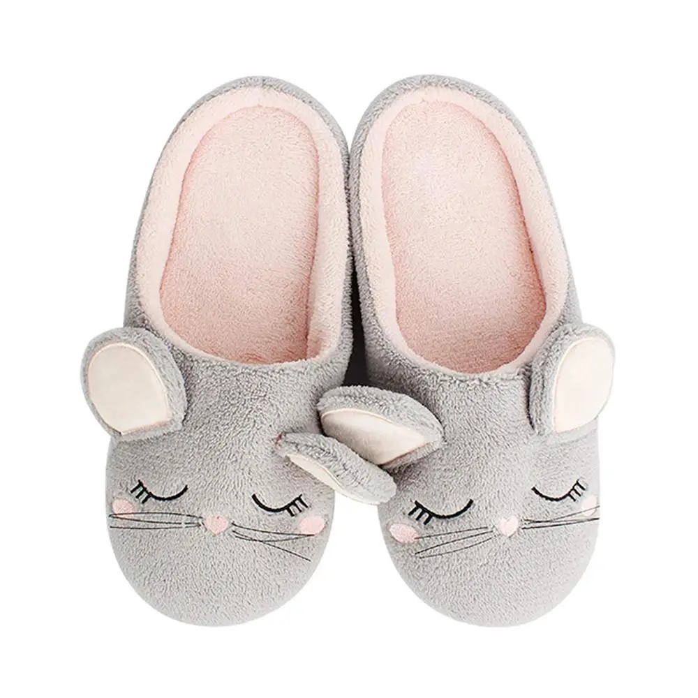 Oem Stuffed Animal Winter Indoor Shoes Plush Mouse Fluffy Slipper - Buy ...