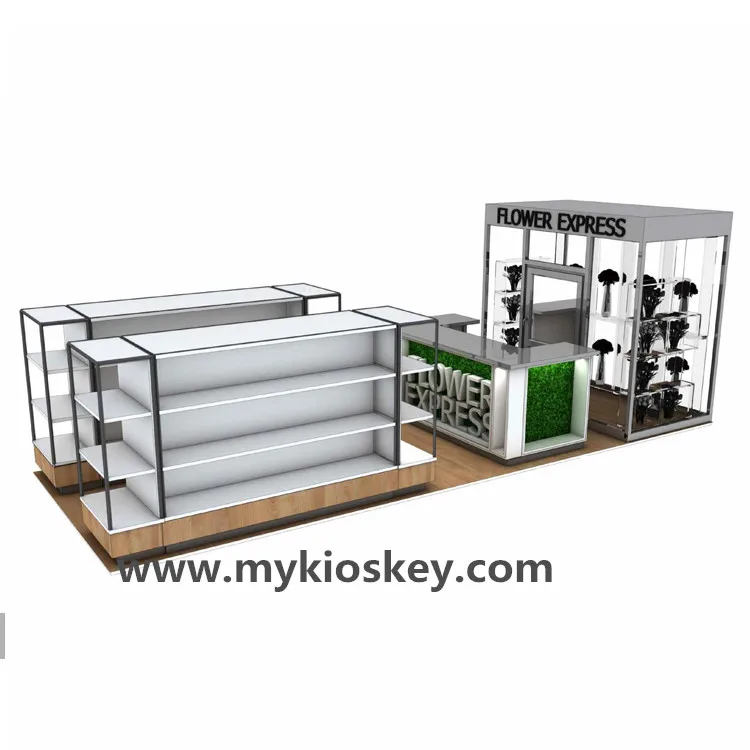 Custom Attractive Wooden Flower Kiosk Design & Furniture