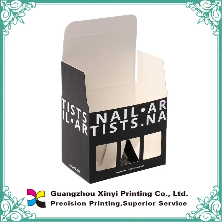 Plain Black Printing Nail Polish Packaging Paper Box With Window - Buy ...
