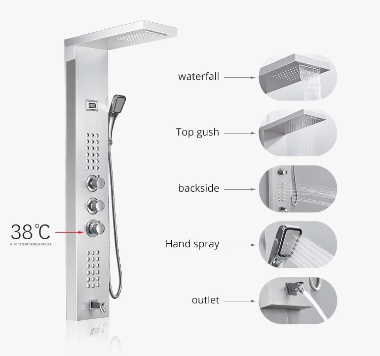 Italian Style Bath Massage Back Jet Shower Tower, SUS 304 Smart Shower ...
