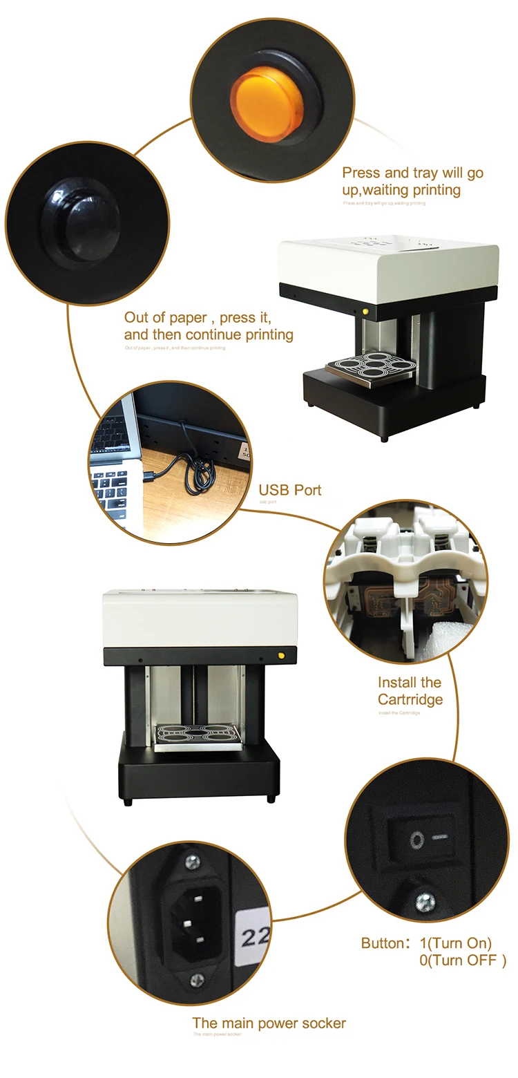 3D Chocolate Printer for Coffee Selfies - Portable Inkjet Printer with ...